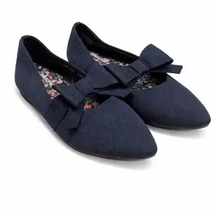 Skechers | Shoes | Skechers Cleo Point Knit Flats Navy Bow Pointed Toe ...